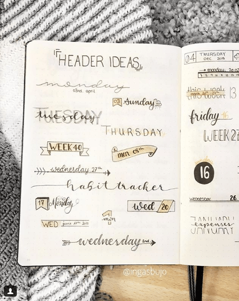 Simple bullet journal Calligraphy + 27 Simple headers!
