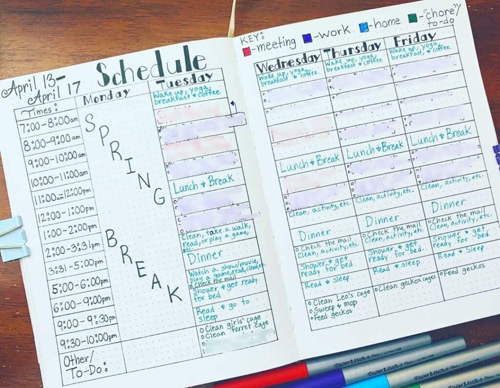 35+ Time Tracking Bullet journal layouts and improve your time management!